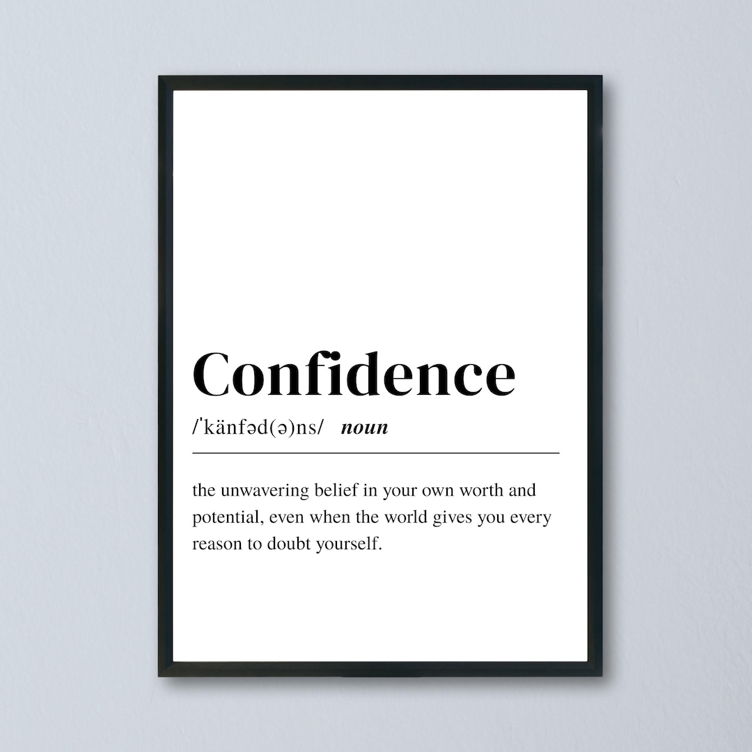 Confidence Definition Poster | Minimalist Wall Art | Dictionary Wall ...