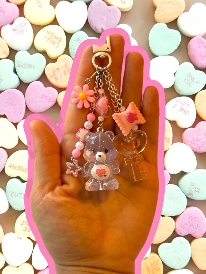 Care Bears Key Chain, Nostalgic Bag Charms, Kawaii Bag Accessory, Retro ...