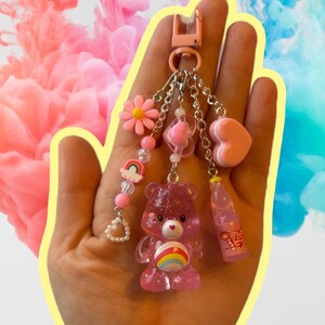 Care Bears Key Chain, Nostalgic Bag Charms, Kawaii Bag Accessory, Retro ...