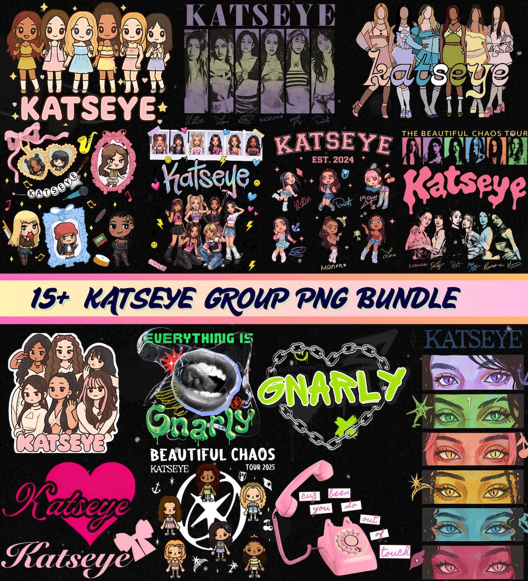 Katseye Png Bundle, Beautiful Chaos Tour Png, Kpop Katseye Shirt ...