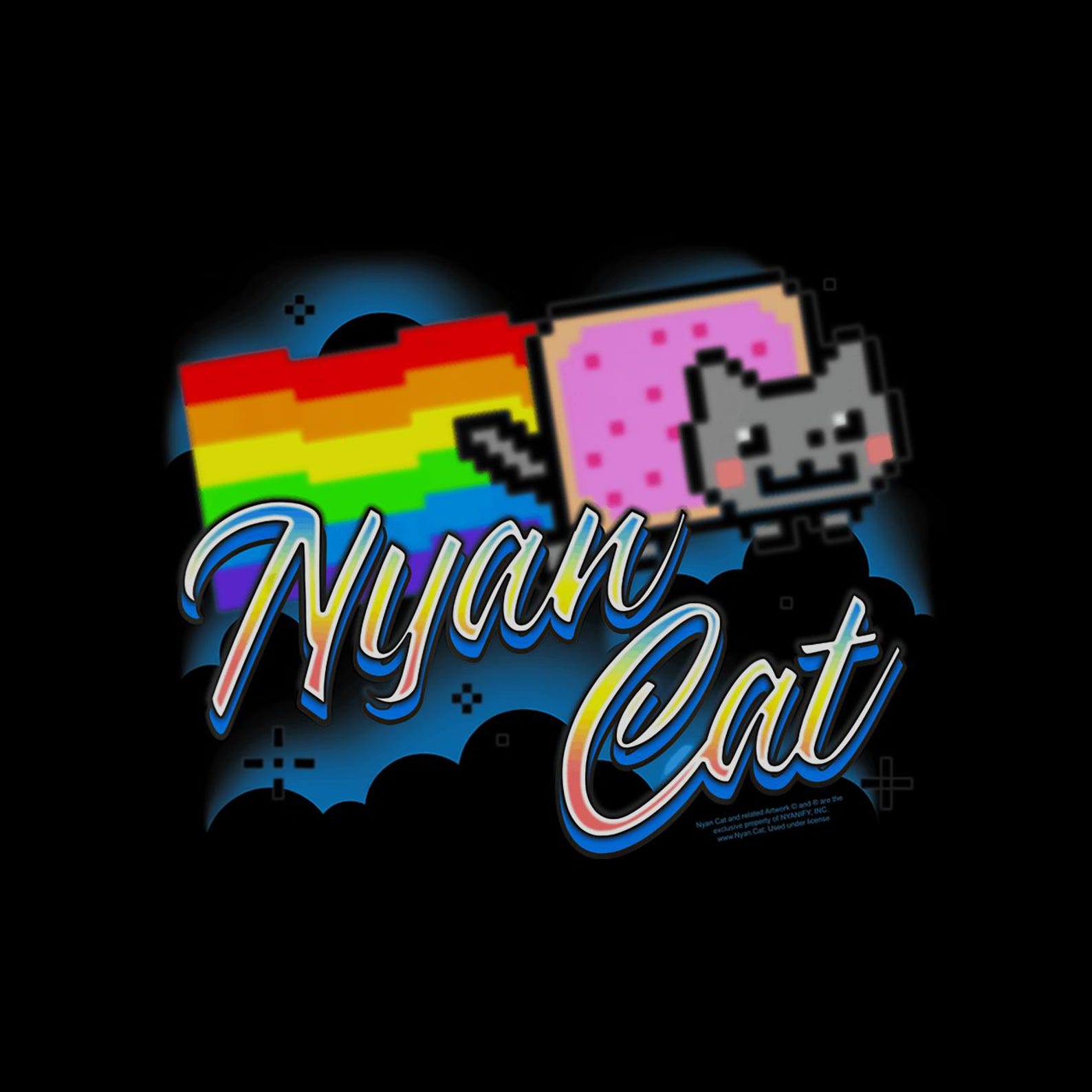 Nyan Cat Airbrush Style Rainbow Clouds Internet Meme,video Game Funny ...