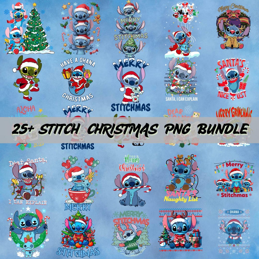 Stitch Christmas PNG Bundle, Happy Stitchmas Png, Stitch Santa Png ...
