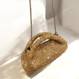 Shiny Rhinestone Clutch Handmade Crystal Bucket Bag Luxury Evening ...