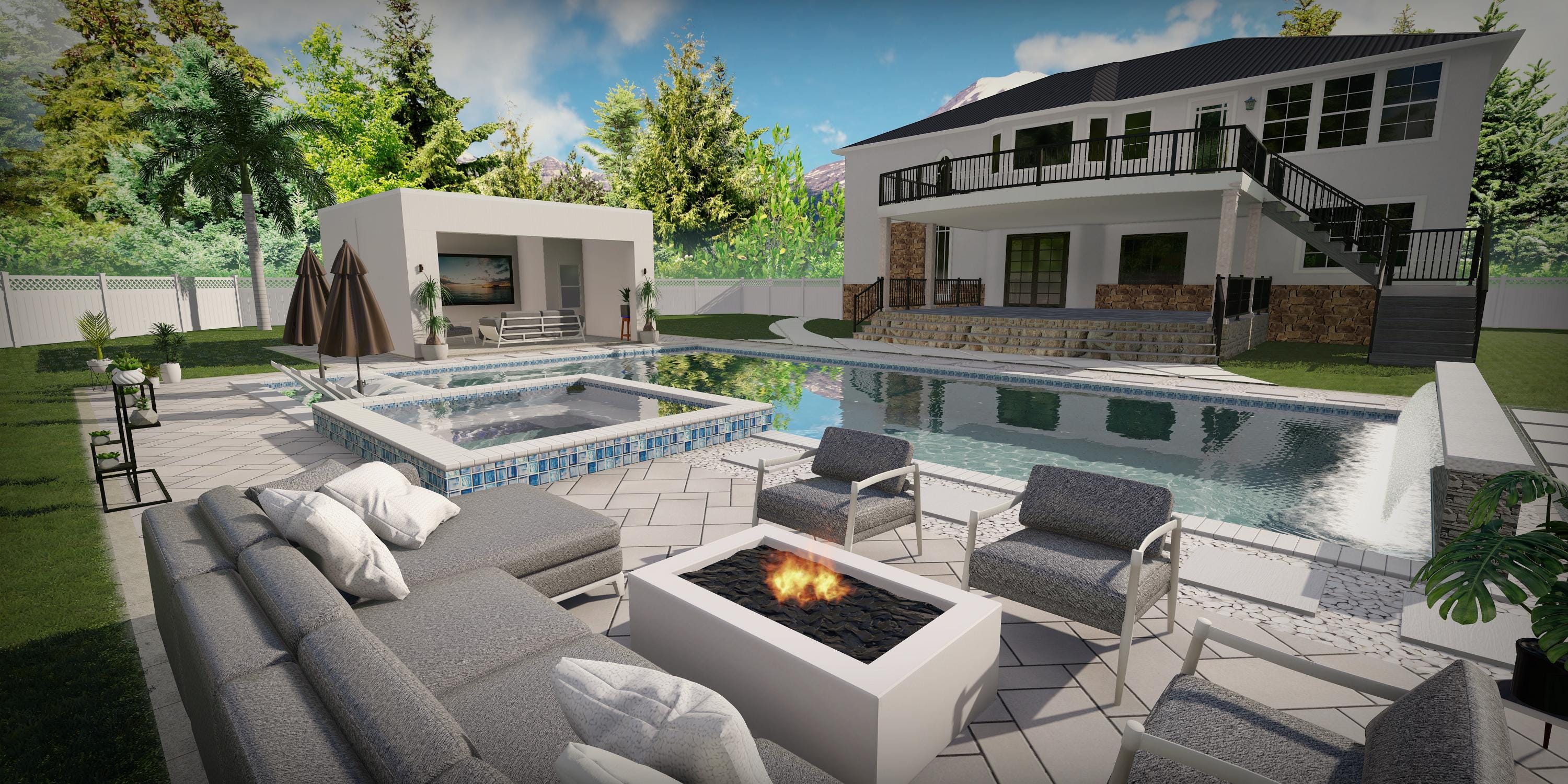 Custom 3D Backyard Design: Online Landscape & Pool Rendering - Etsy