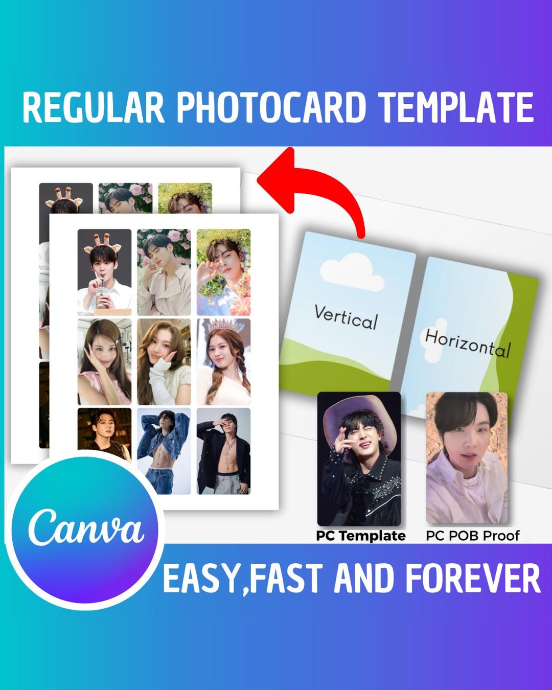 K-pop Photocard Canva Template, Official Photocard Size Personal Gift ...