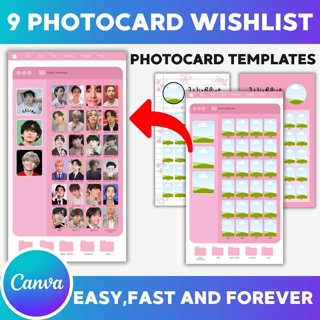 9 K-pop Wishlist Templates Kpop Photocard Journal Aesthetic Editable in ...