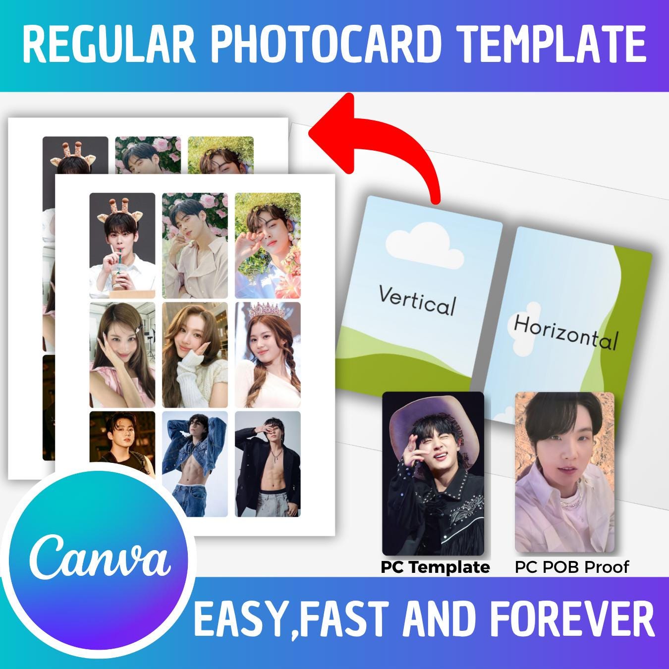 K-pop Photocard Canva Template, Official Photocard Size Personal Gift ...