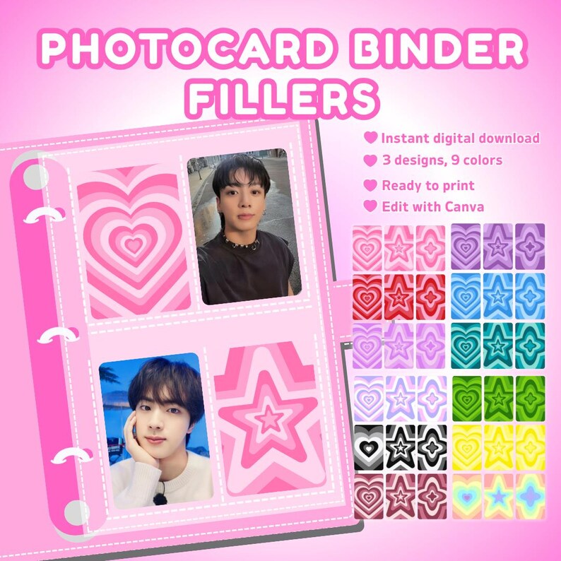 K-pop Photocard Binder Fillers – Set of 12 Aesthetic Printable Fillers ...