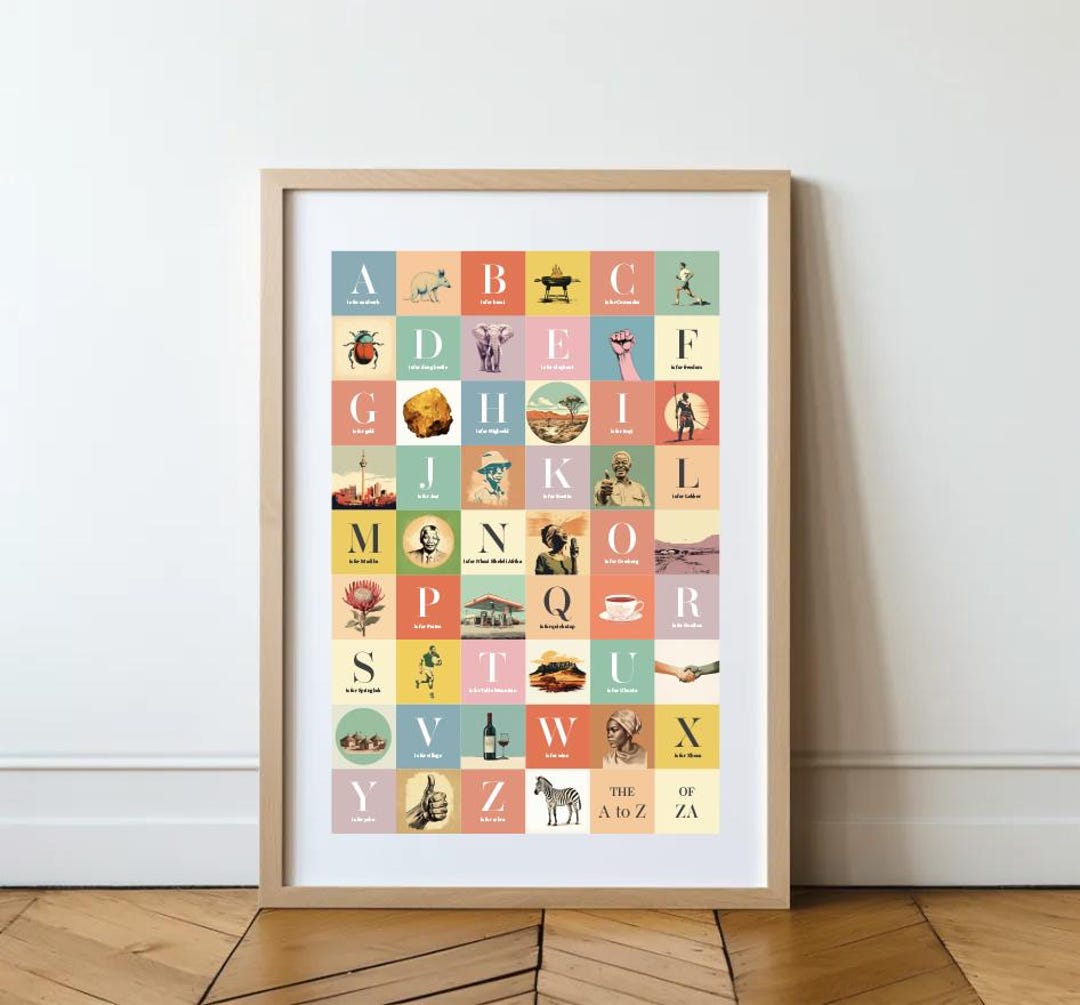 The A-Z of ZA | South African Alphabet Art Print | Digital Download ...
