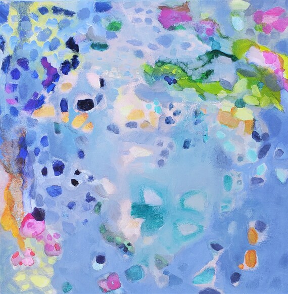 Abstract Blue Wall Art Blue Bedroom Decor Peaceful Wall Art | Etsy