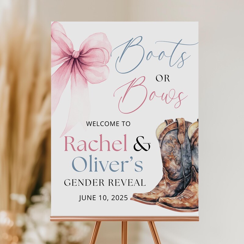 Boots Gender Reveal Sign - Etsy