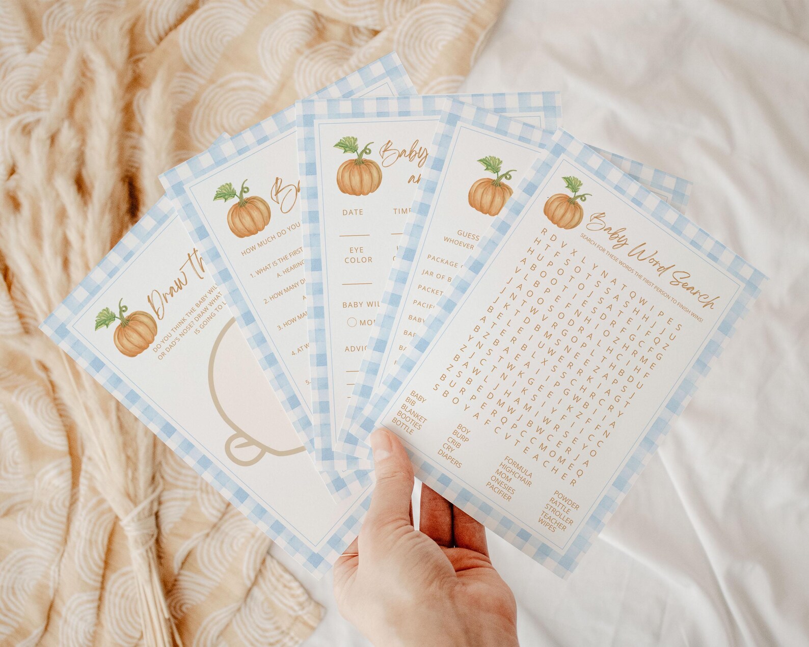 Blue Gingham Pumpkin Due Date Calendar A Little Pumpkin is on the Way ...