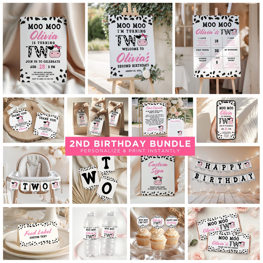Editable Holy Cow Moo Moo Invitation Bundle Holy Cow Invitation Bundle ...