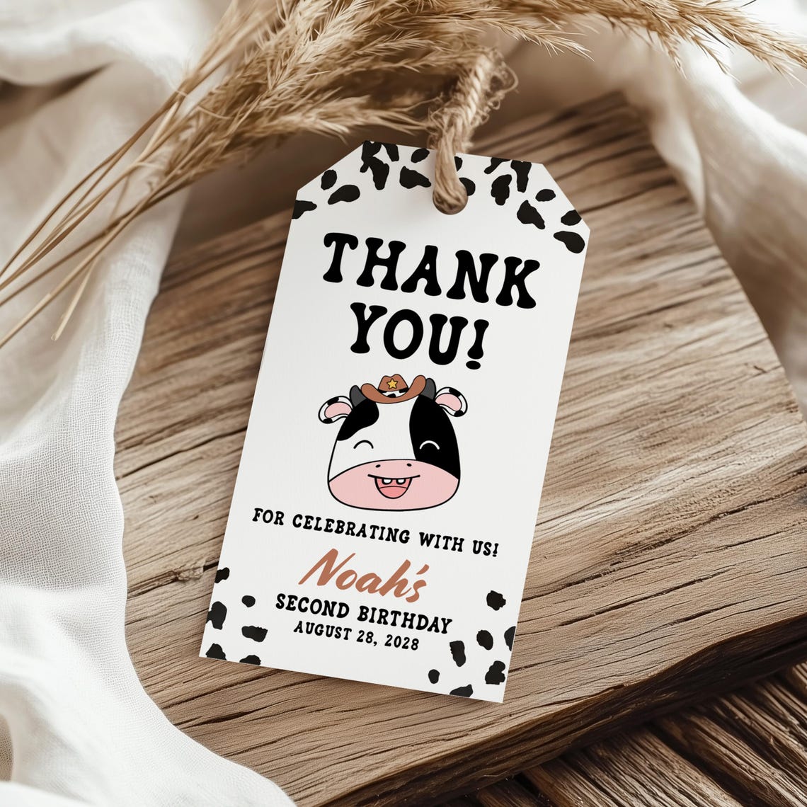 Holy Cow Moo Moo I'm Two Birthday Party Invitation Editable Cow Print ...