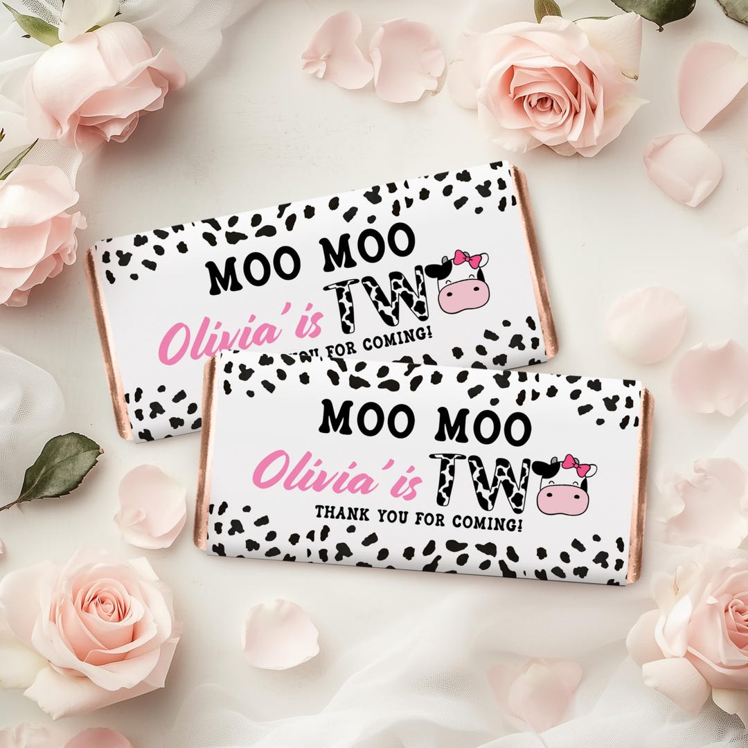 Editable Holy Cow Moo Moo Birthday Chocolate Wrapper Holy Cow Pink ...