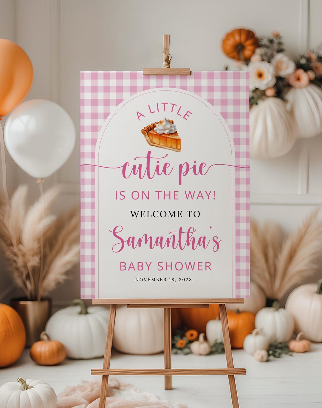 Editable Pink Cutie Pie Shower Welcome Sign, Cutie Pie Baby Shower ...