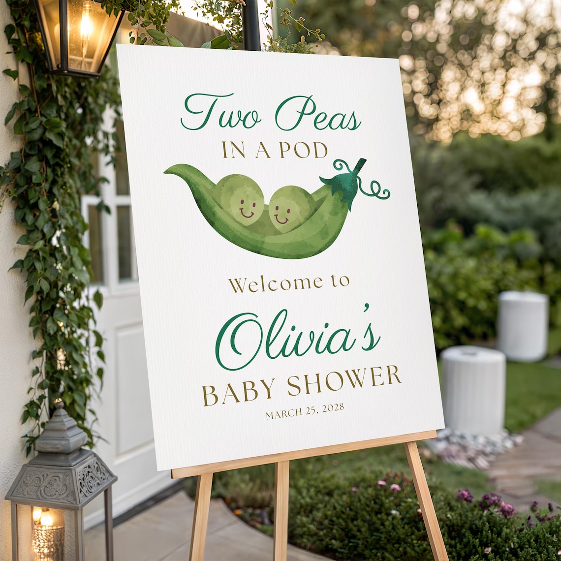 Two Peas in a Pod Welcome Sign Sweet Peas Baby Shower Twins Baby Shower ...