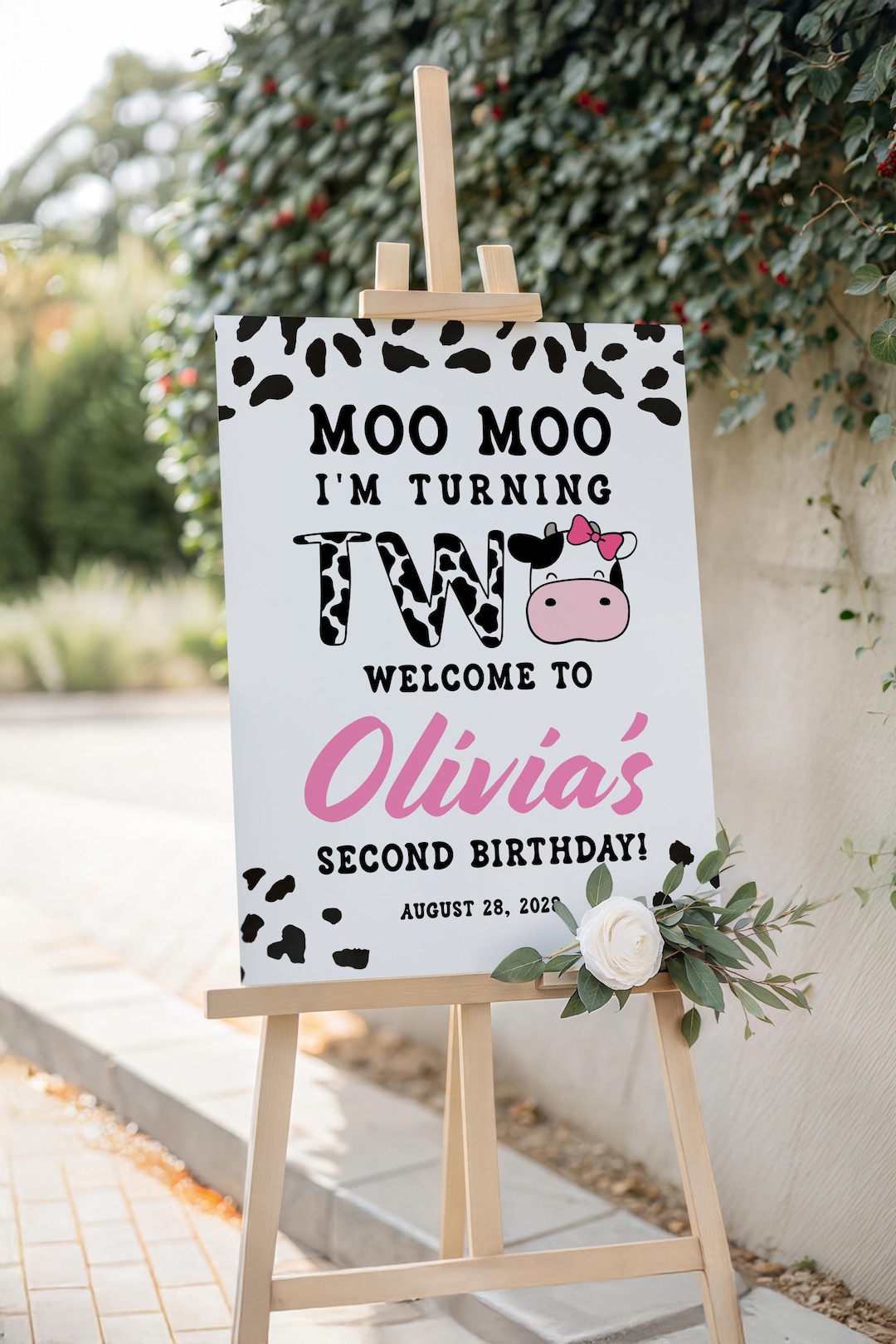 Editable Holy Cow Moo Moo Birthday Welcome Sign Holy Cow Invitation ...