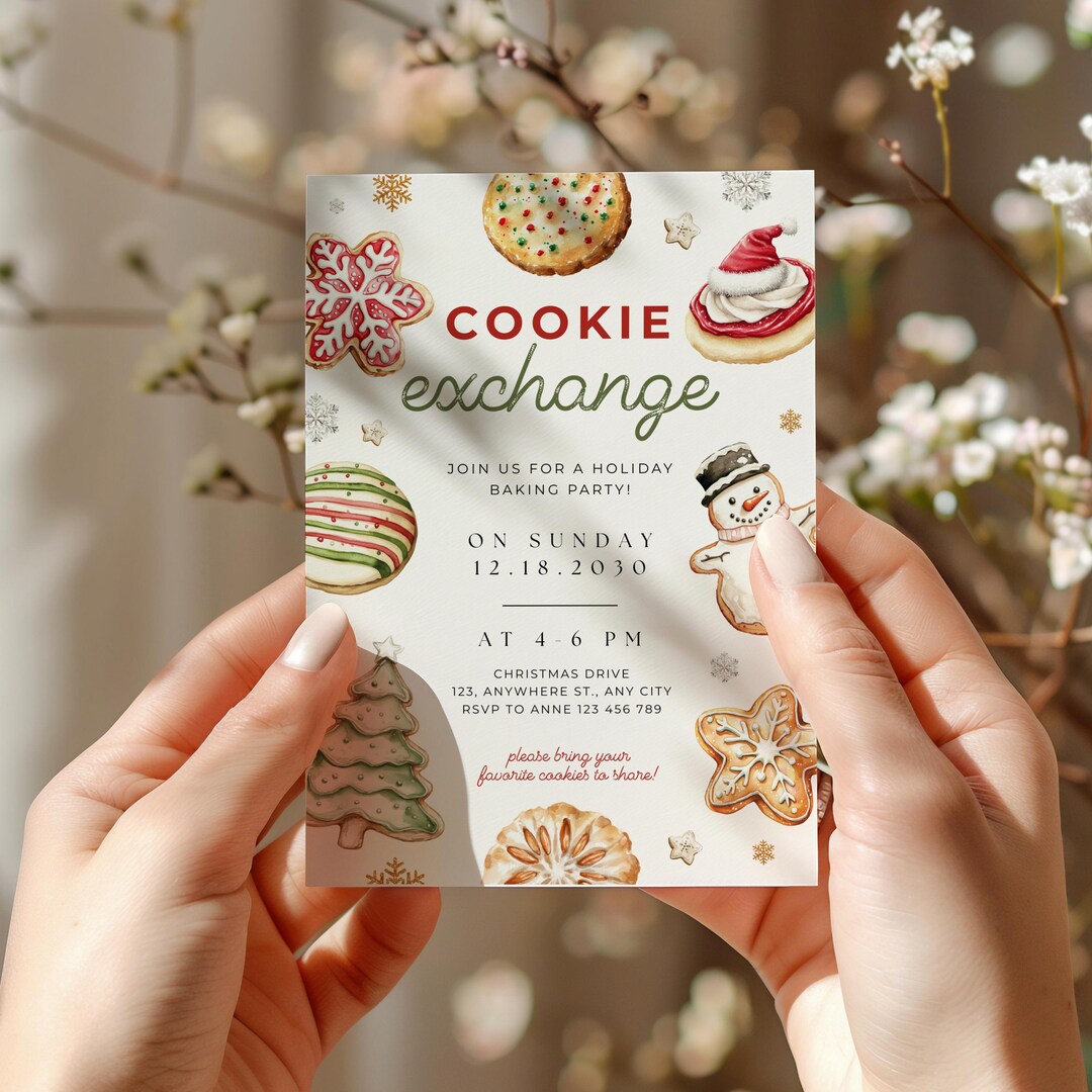 Christmas Cookie Exchange Printable Invite: Winter Holiday Party ...