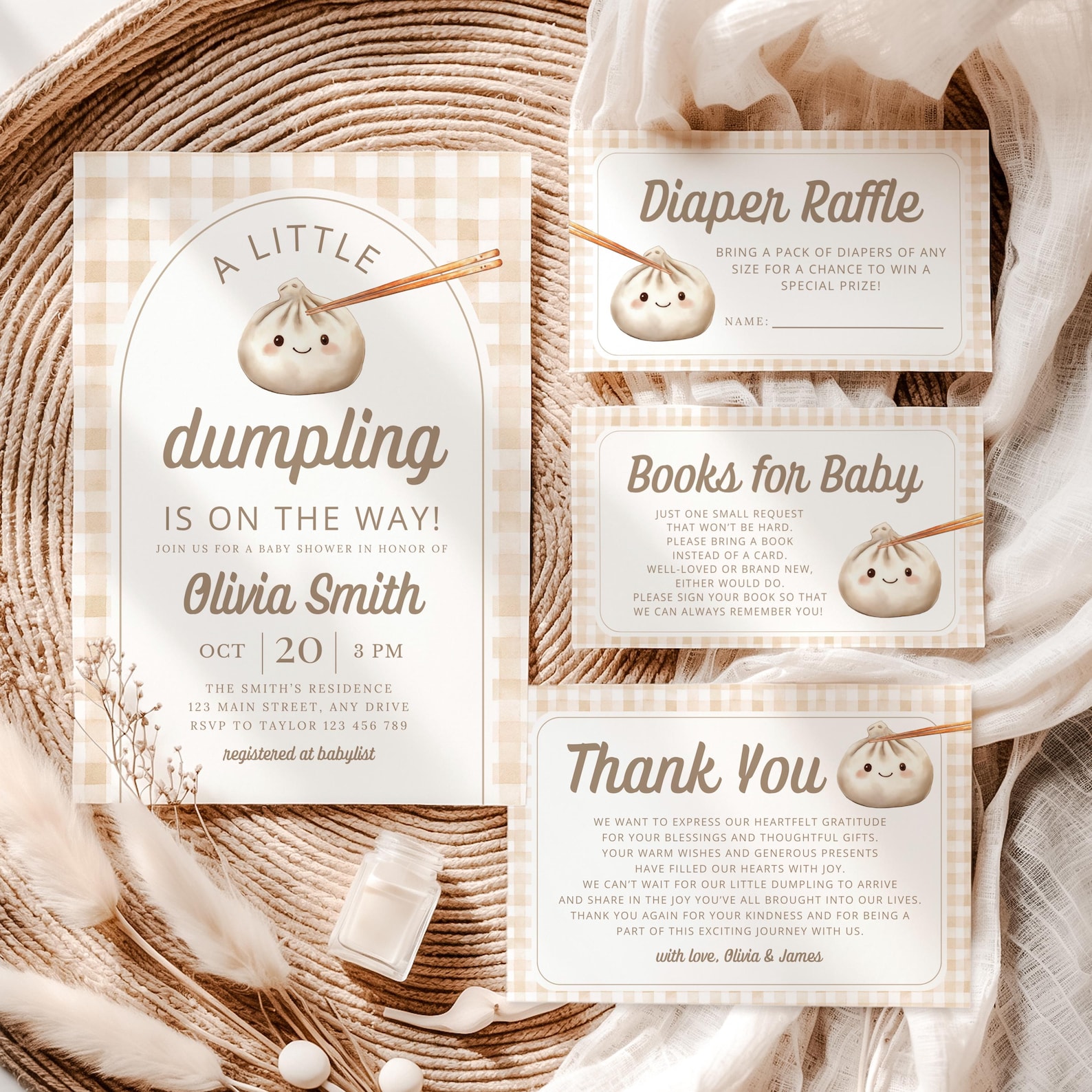 Editable Little Dumpling Baby Shower Bundle Gender Neutral Baby Shower ...