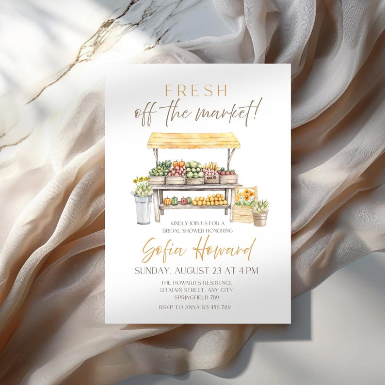 Editable She's Fresh off the Market Bridal Shower Invite, Farmers ...