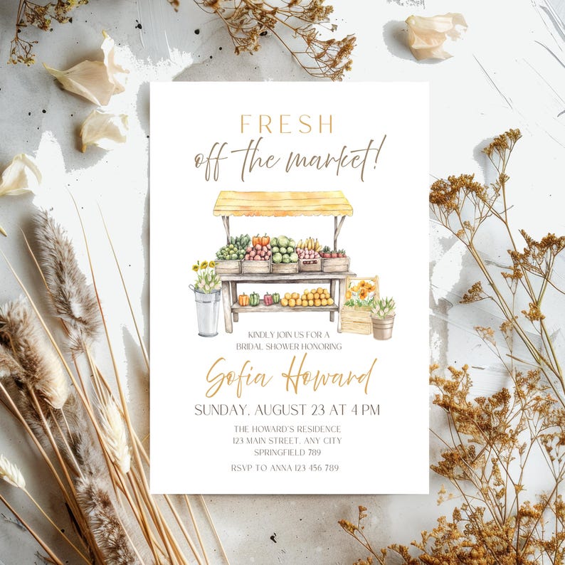 Editable She's Fresh off the Market Bridal Shower Invite, Farmers ...