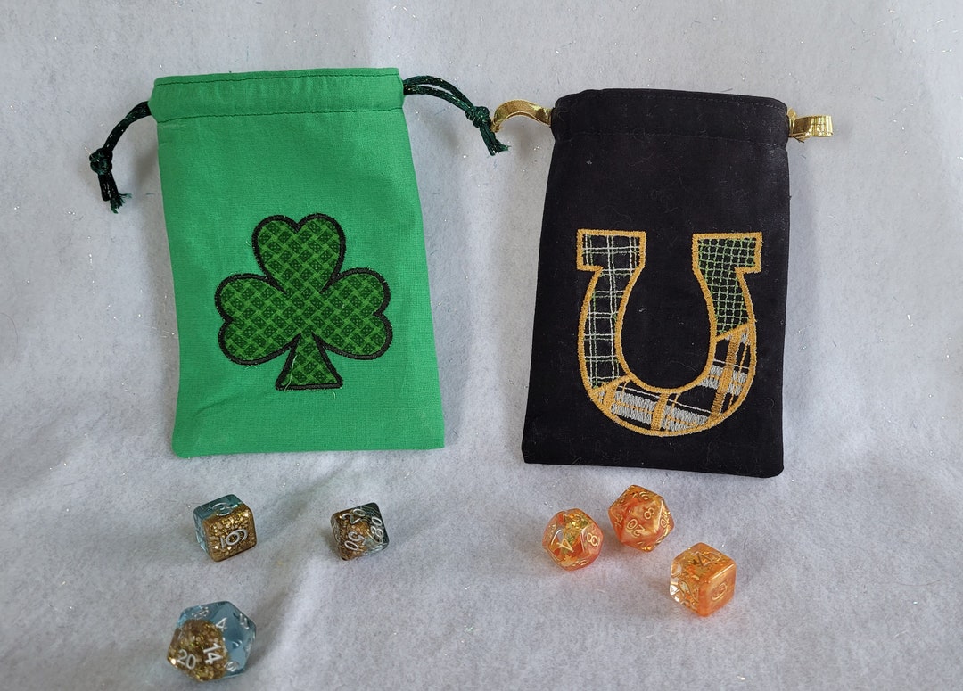 Shamrock Dice Bag, Horseshoe Dice Bag, Irish, Ireland, Lucky, Cotton ...