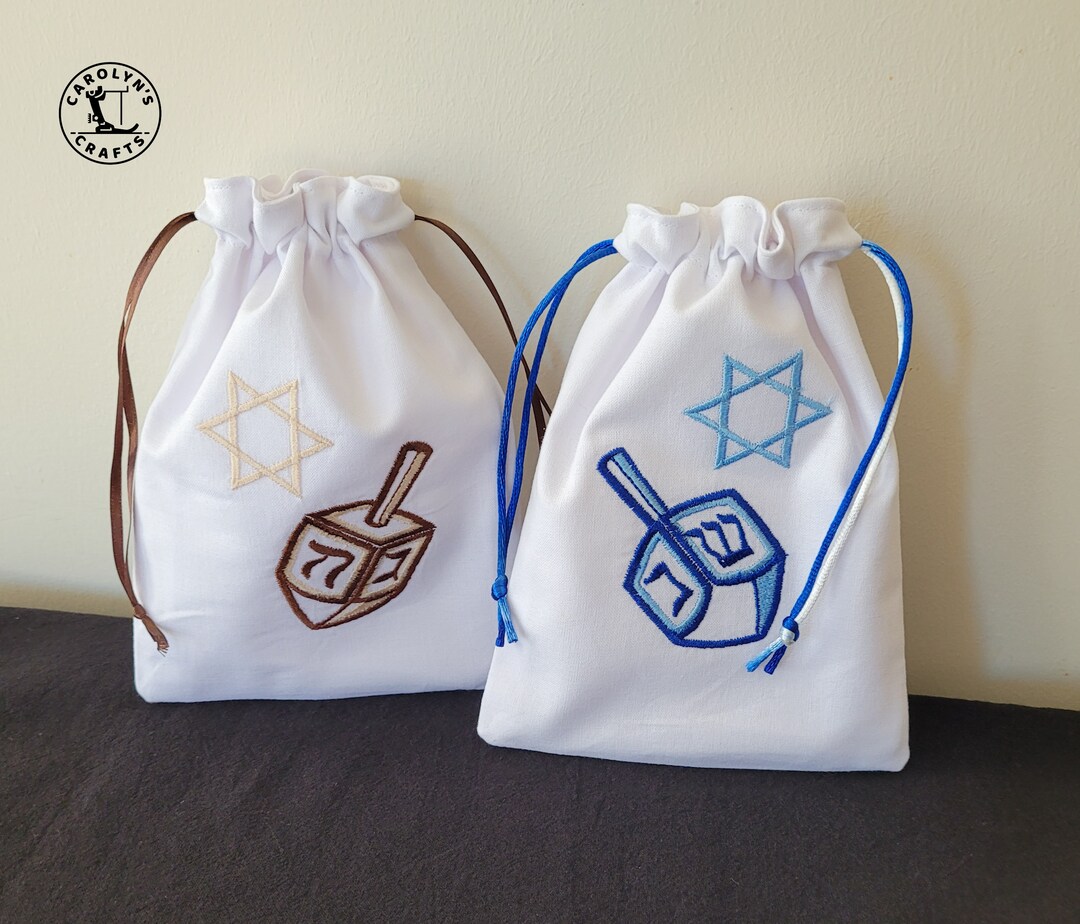 Dreidel Bag, Embroidered Dreidel Bag, Dreidel Pouch, Hanukkah Gift Bag ...