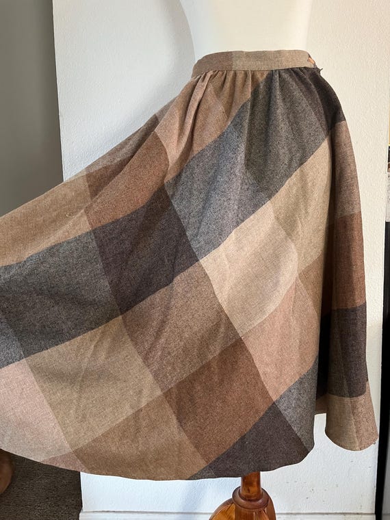 vintage 1950s brown wool circle skirt small - Gem