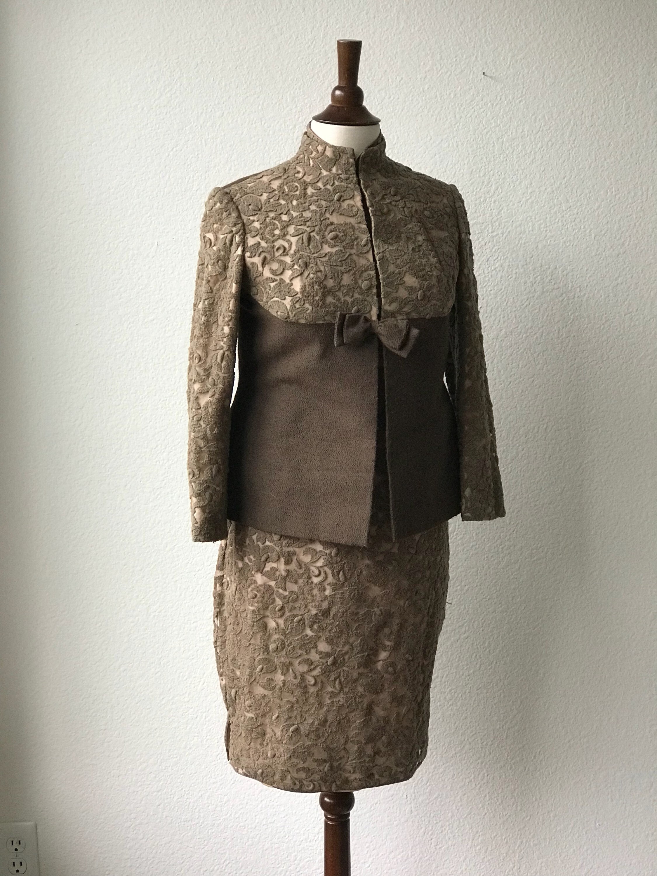 Vintage Brown Lace Qipao and Jacket Set Sz S - Etsy
