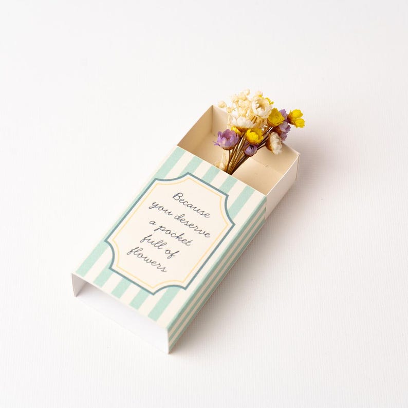 Boho Dried Flower Bouquet Matchbox, Personalized Teacher Appreciation ...