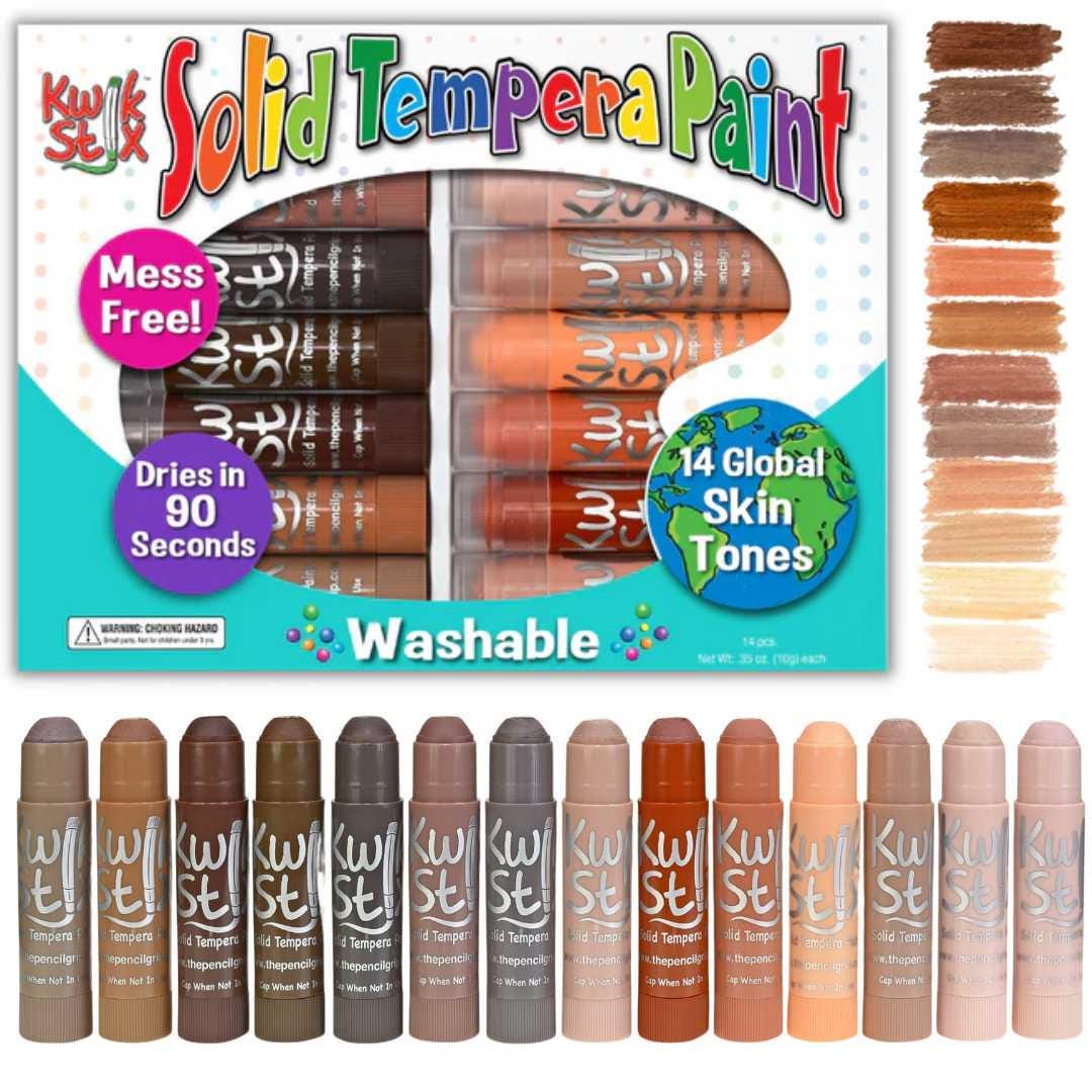 Kwik Stix Tempera Paint Sticks, 14 Global Skin Tone Colors, Washable ...