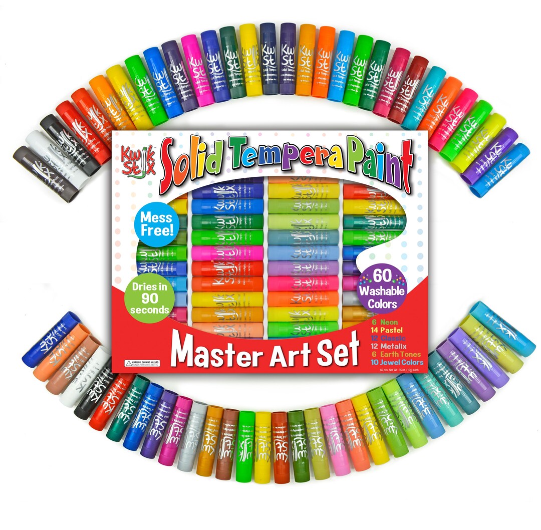 Kwik Stix Solid Tempera Paint, 60 Colors, Washable Paint Sticks, Quick ...