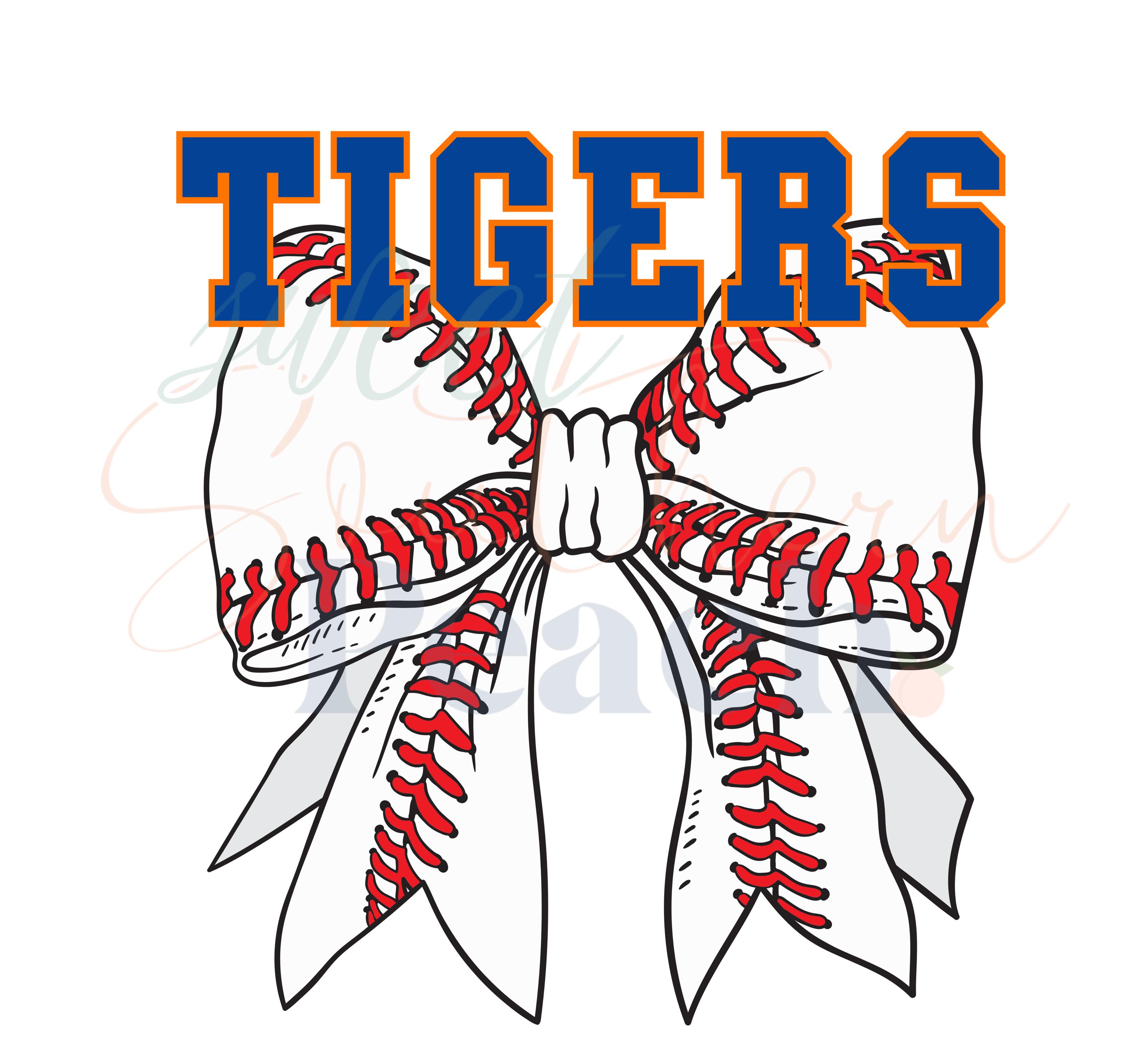 Tigers Baseball Bow Digital PNG - Etsy