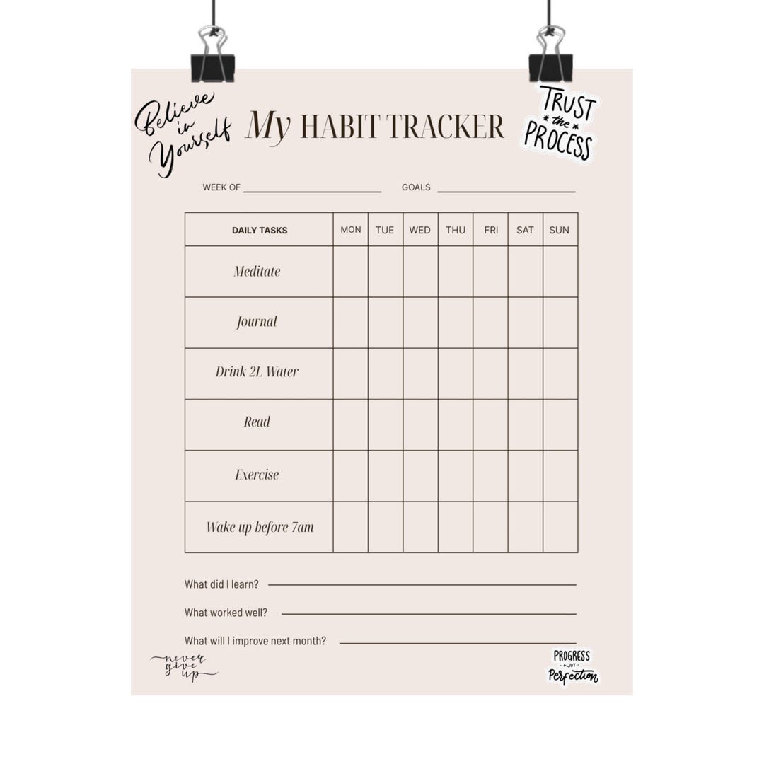 Habit Tracker Poster - Etsy