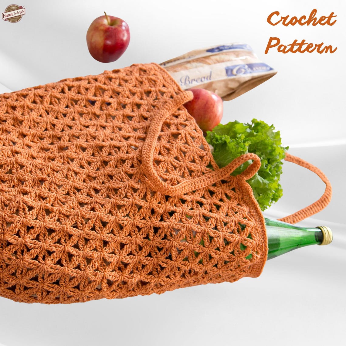 Lacy Crochet Market Bag Crochet Pattern Summer Gift Market Trip ...
