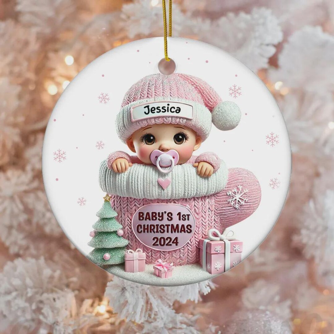Baby in Mitten 3D Effect Baby's First Christmas Personalized Ceramic ...