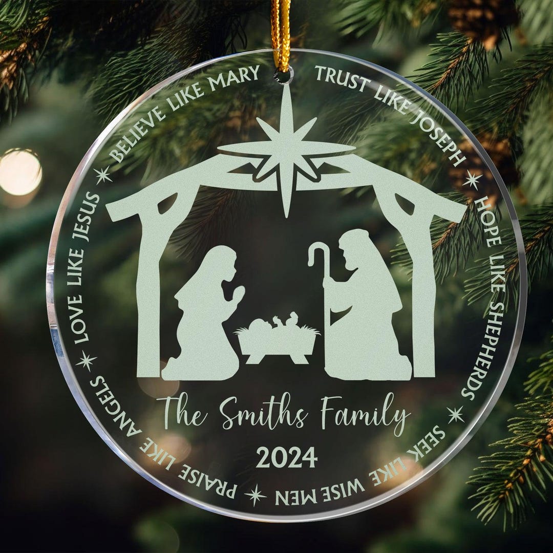 We Believe Nativity - Personalized Acrylic Ornament - Etsy