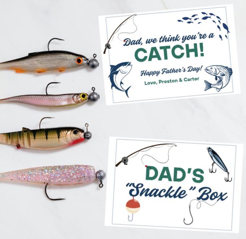 You're a Catch Father's Day Card and Snackle Box Label - Editable Canva ...