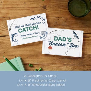 You're a Catch Father's Day Card and Snackle Box Label - Editable Canva ...