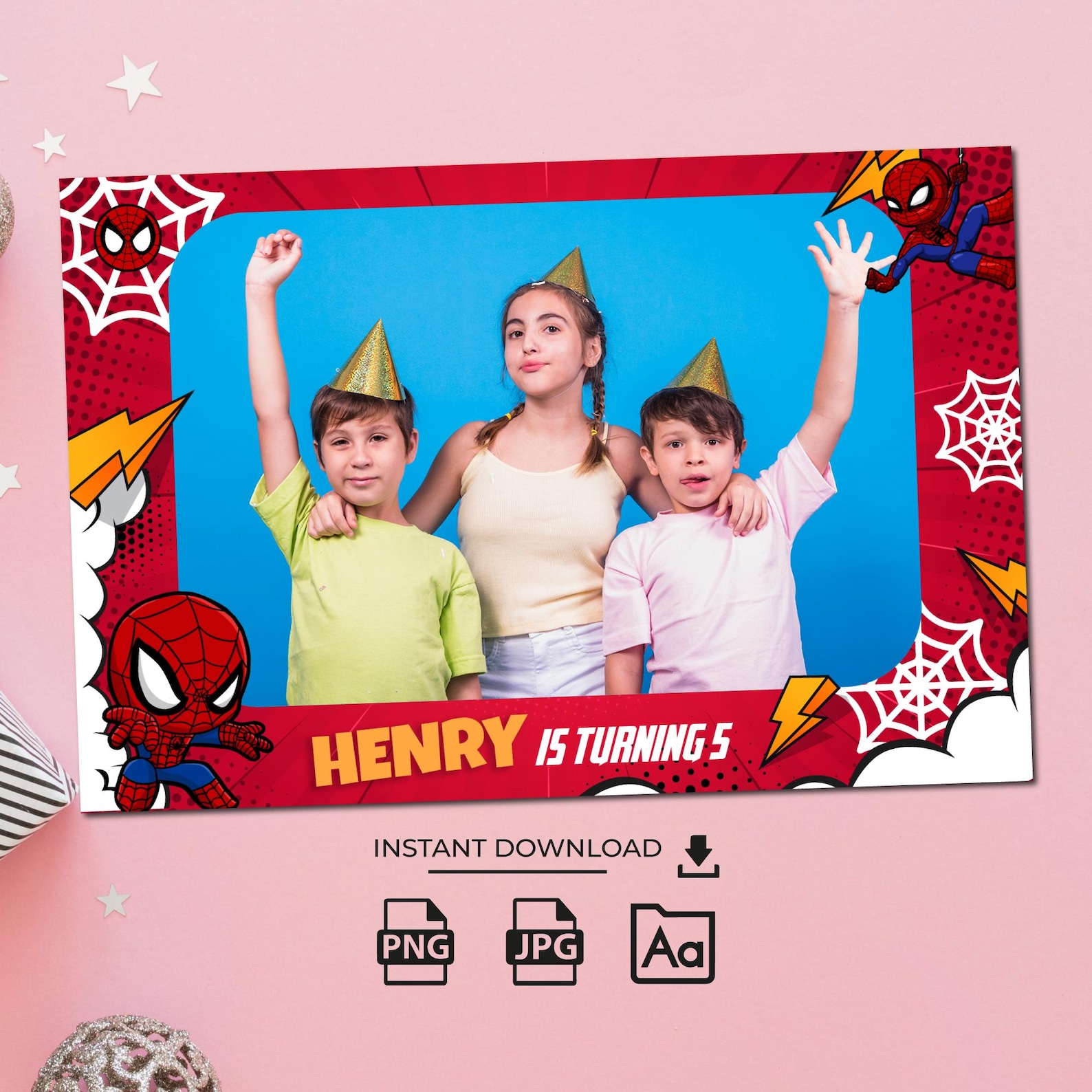 Spiderman Photobooth Template Superhero Kids Birthday Photo Booth ...