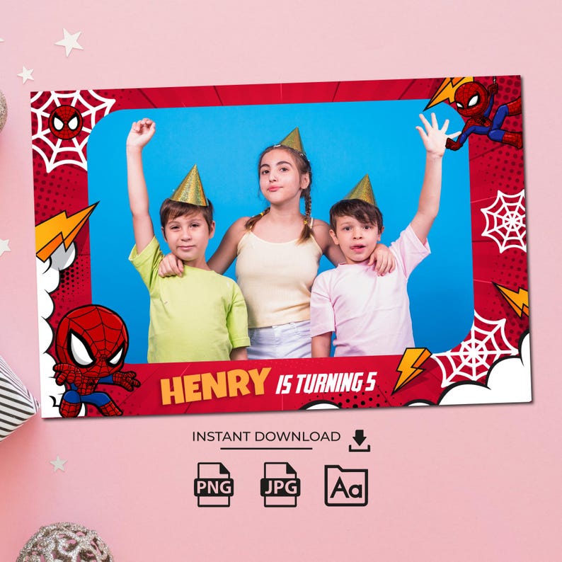 Spiderman Photobooth Template Superhero Kids Birthday Photo Booth ...
