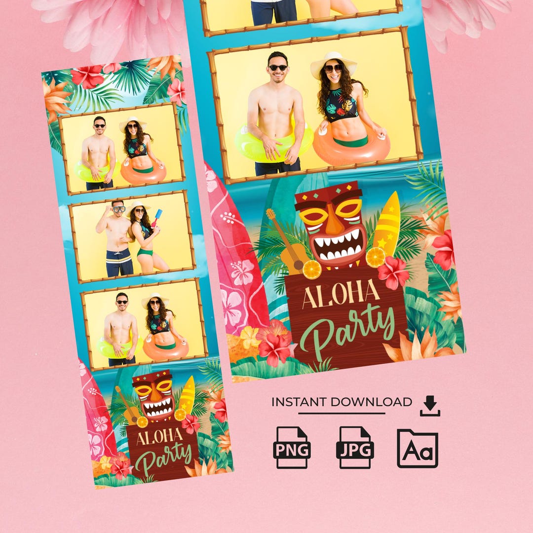 Hawaii Photobooth Template Beach Luau Photobooth Layout Aloha Party ...