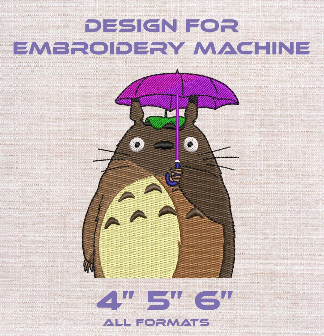 Machine Embroidery Design Inspired by My Neighbor Totoro, Brown Totoro ...