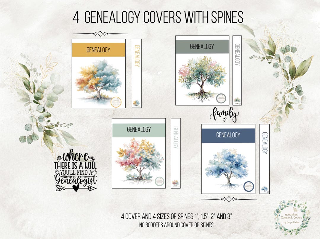 Genealogy Covers Group 1 - 4 Different Colored Trees and Spines to ...