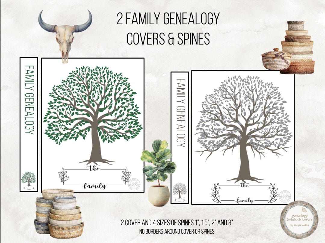 2 Family Genealogy Trees With Matching Spines- Charcoal Set 1 - Etsy