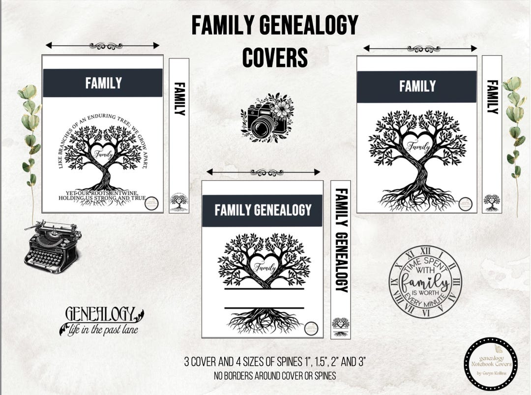 Family Tree Covers 3 Black and White Matching Spines - Etsy