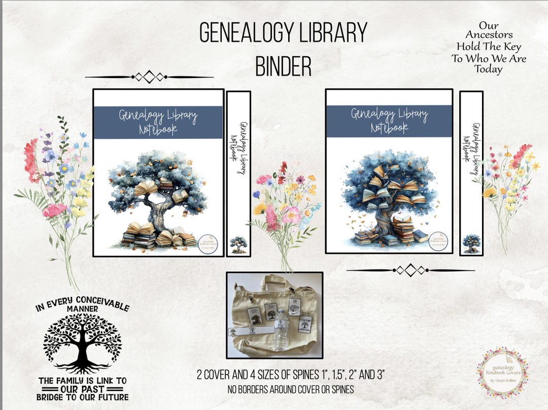 Genealogy Library Cover - Blue Trees - Etsy