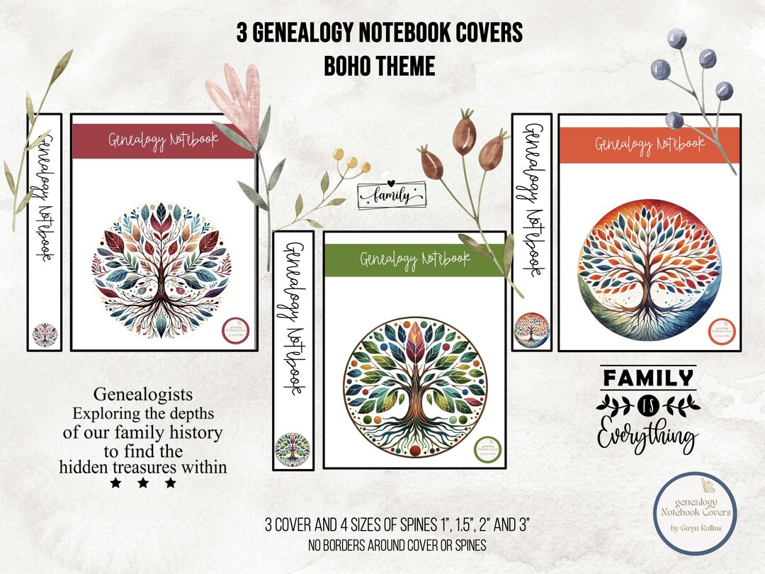 3 Genealogy Notebooks - Boho Theme - Etsy