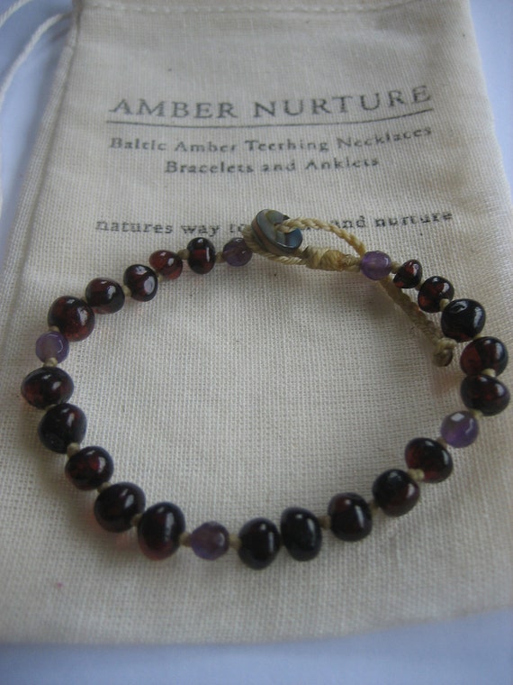 Items similar to BABY AMETHYST AMBER bracelet / anklet on Etsy